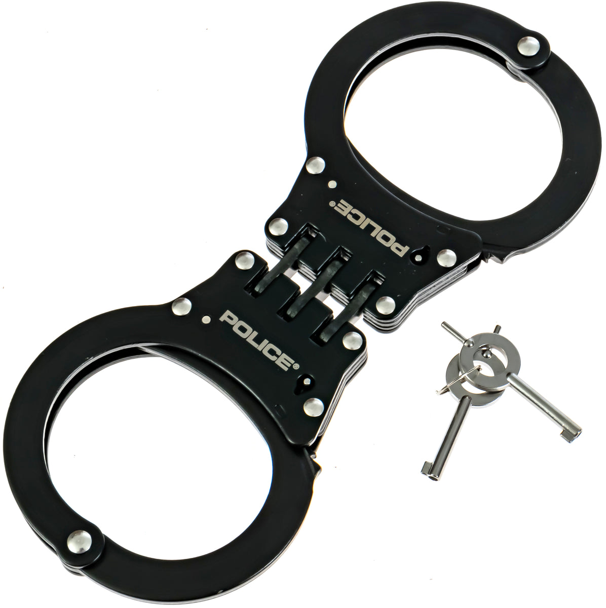 Professional Heavy Duty Handcuffs - Triple Hinged Steel Black