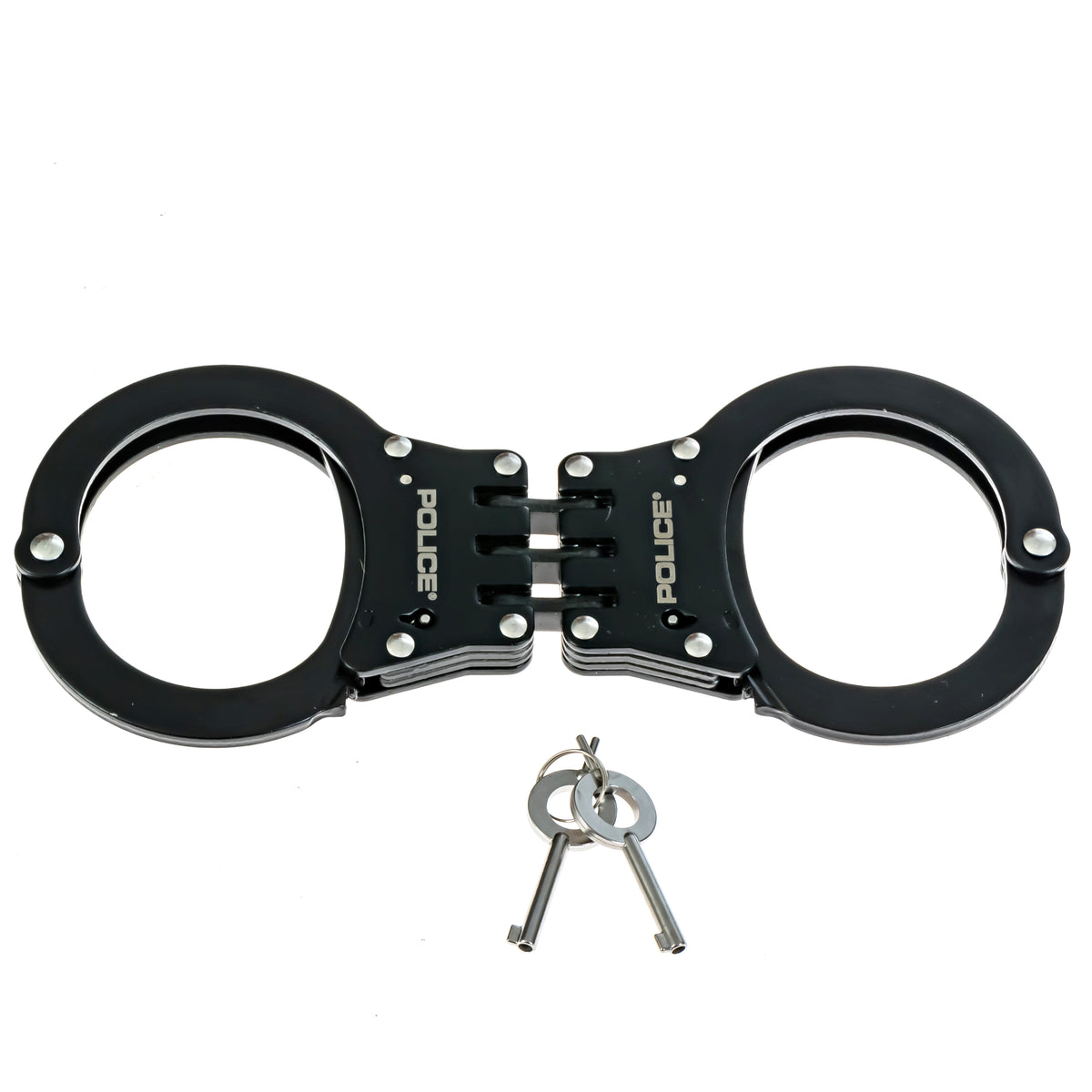 Professional Heavy Duty Handcuffs - Triple Hinged Steel Black