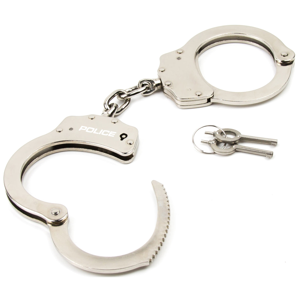 Police Handcuffs - Professional Heavy Duty Steel Silver