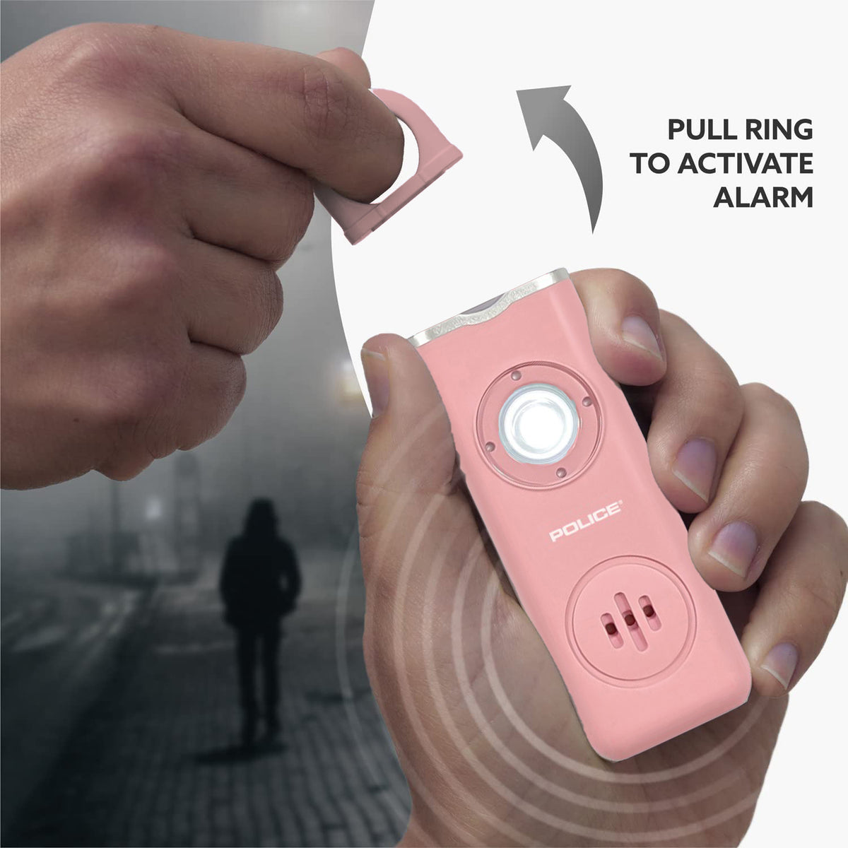 Personal Alarm - 130dB Siren, LED Flashlight, Rechargeable